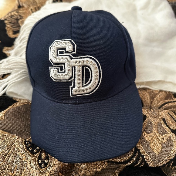 Accessories | San Diego Blue Baseball Cap White Logo With Rhinestones ...
